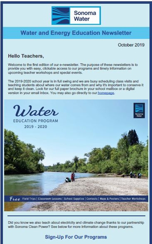 Sonoma Water - Education E-Newsletters