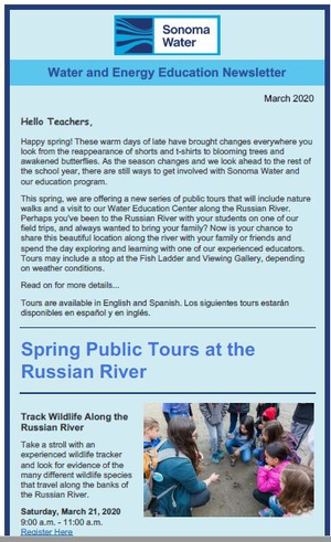 Sonoma Water - Education E-Newsletters